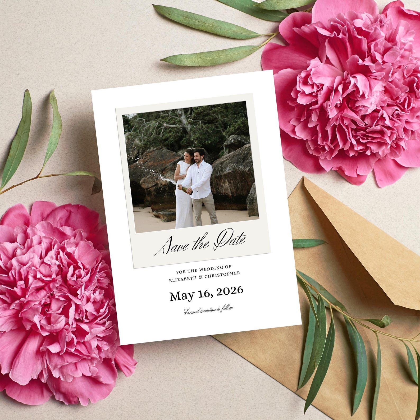 Editable Save the Date Canva Template With Photo | Printable Wedding ...