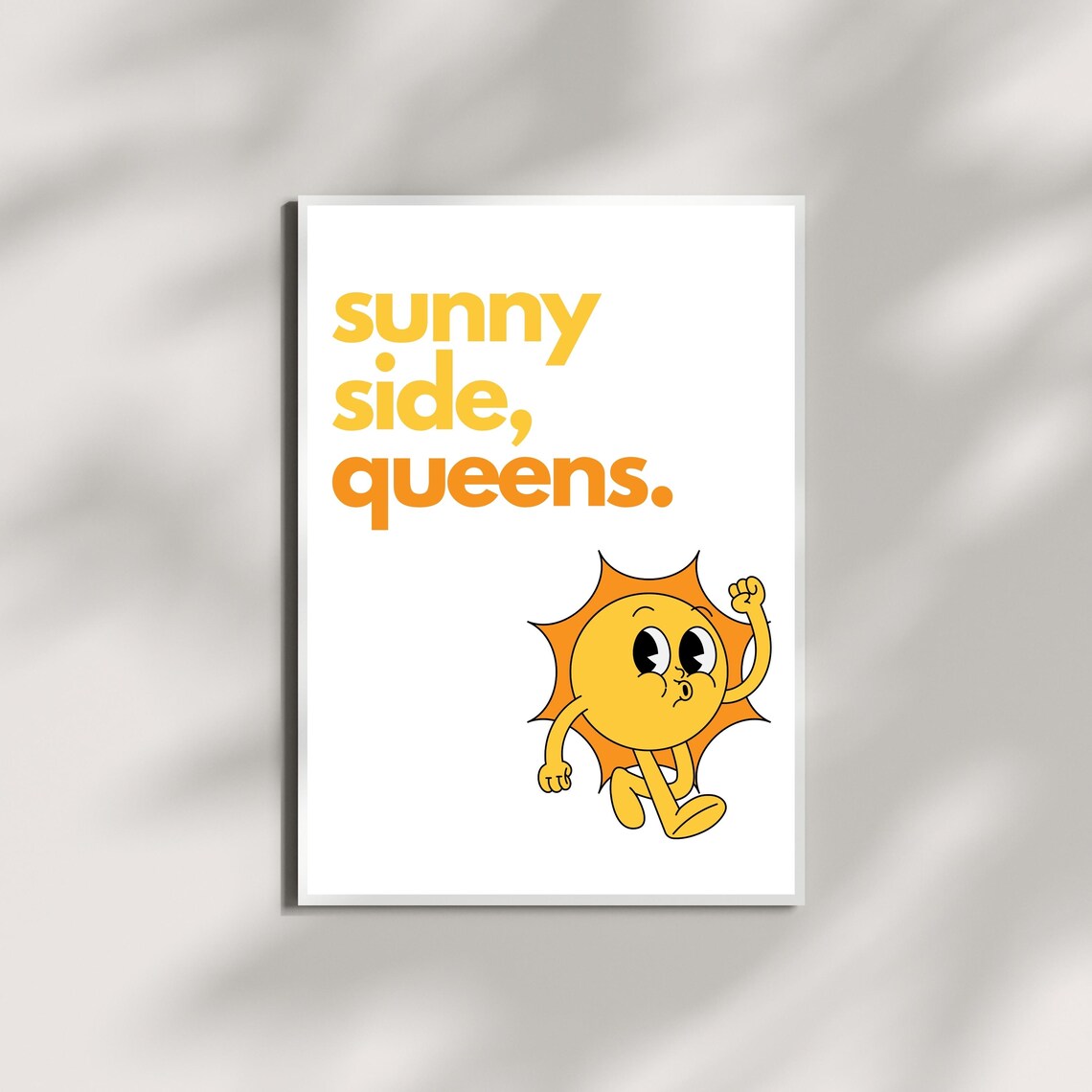 Sunnyside, Queens Typography Art Print | Funky Cartoon Sun Design ...