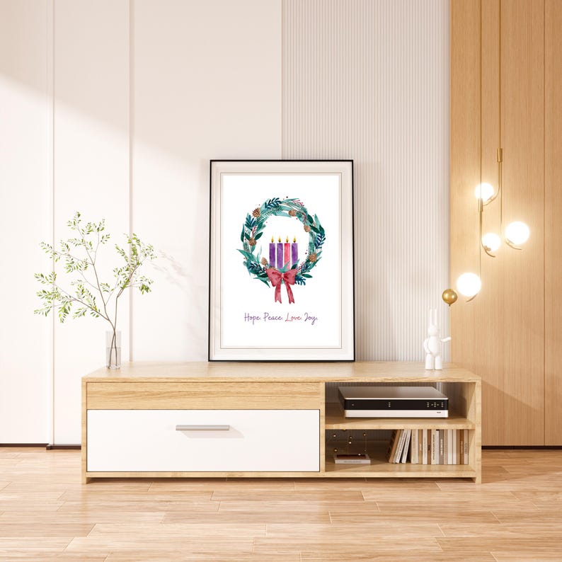Advent Wreath Print - Hope, Peace, Love, Joy | Minimalist Catholic Art ...