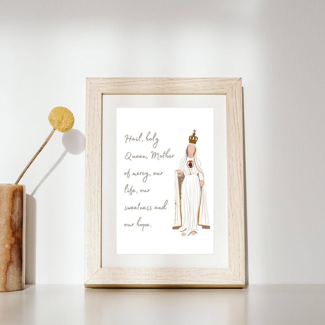 Hail Holy Queen Prayer Art Print – Mother of Mercy, Life, Sweetness and ...