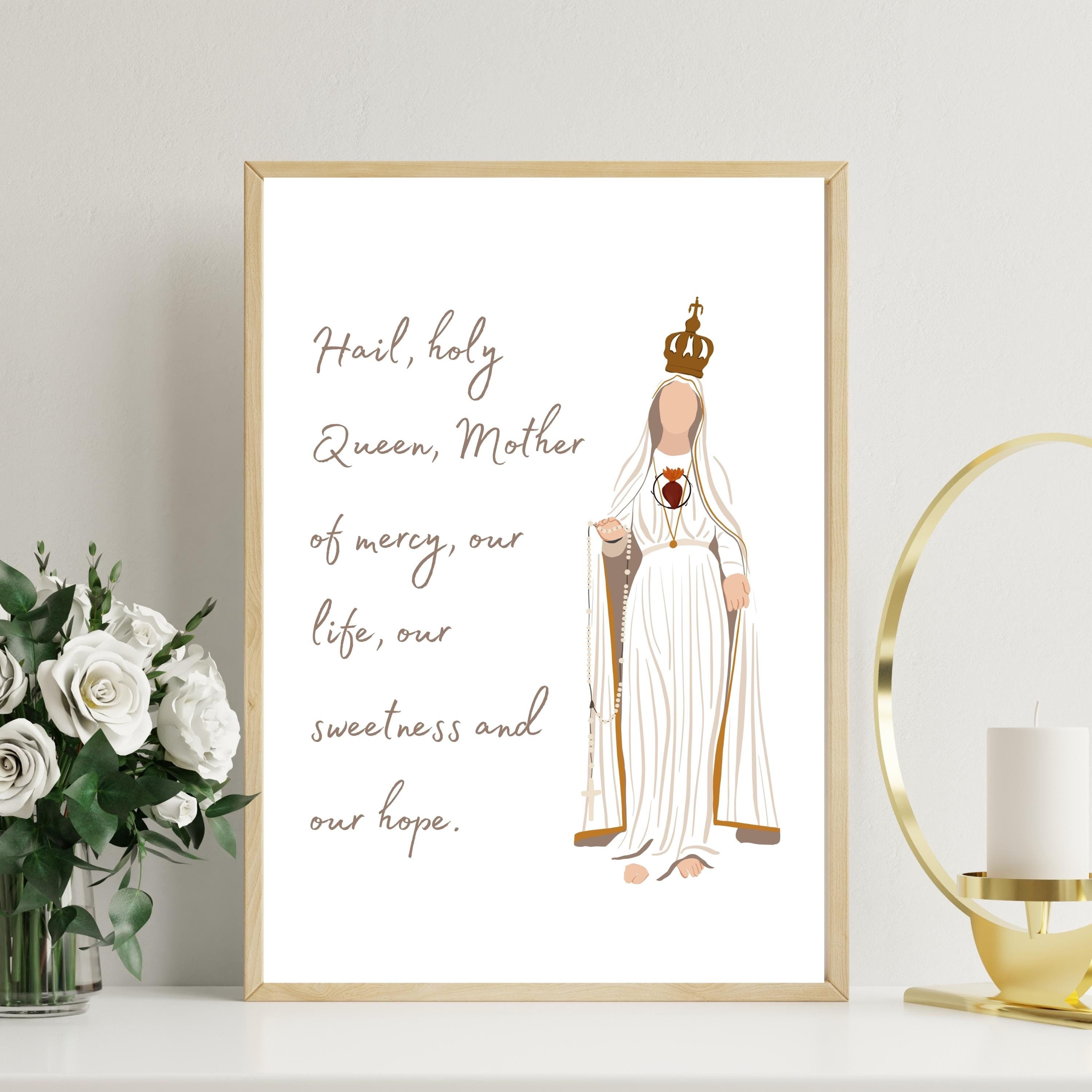 Hail Holy Queen Prayer Art Print – Mother of Mercy, Life, Sweetness and ...