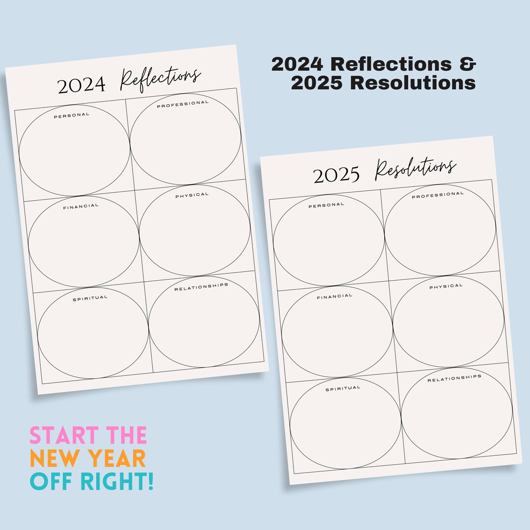 2024 Reflections & 2025 Resolutions Planner | Minimalist Digital Goal ...