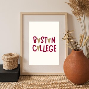 Boston College Typography Heart Print | Boston College Art | Boston ...