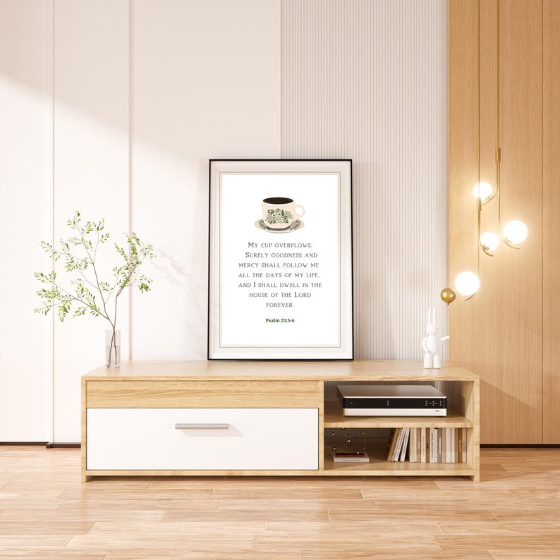 My Cup Overflows Printable Wall Art - Psalm 23:5-6 Bible Verse ...