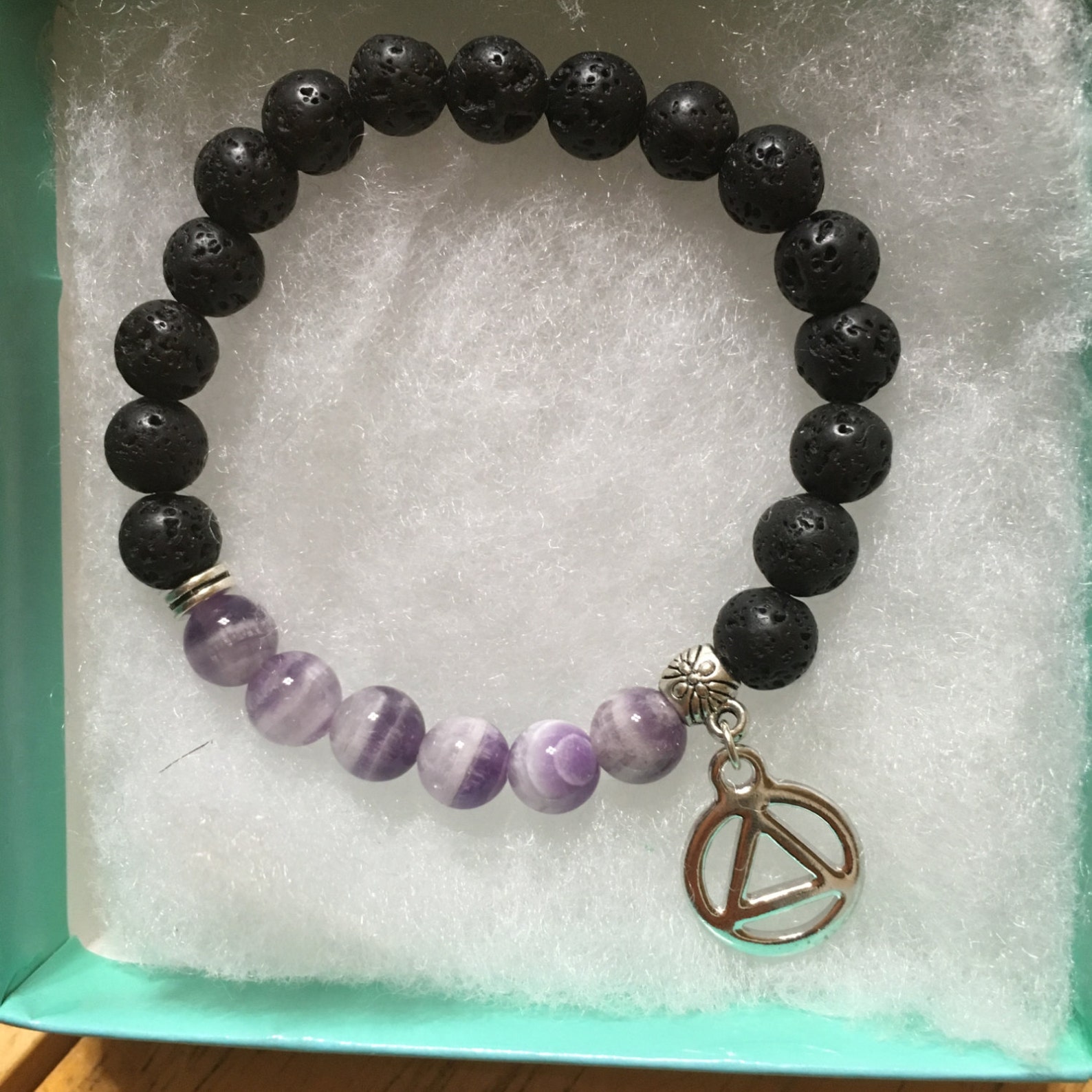 AA Recovery Bracelet With Amethyst Black Lava Rock Beads and - Etsy