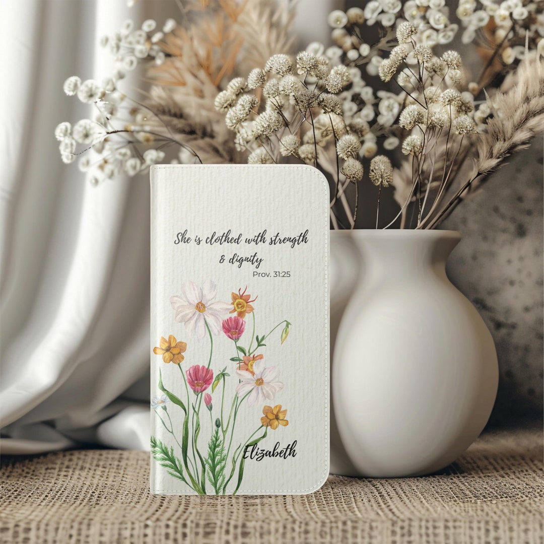 Bible Verse Wallet Case, Personalized Vegan Leather Phone Case ...