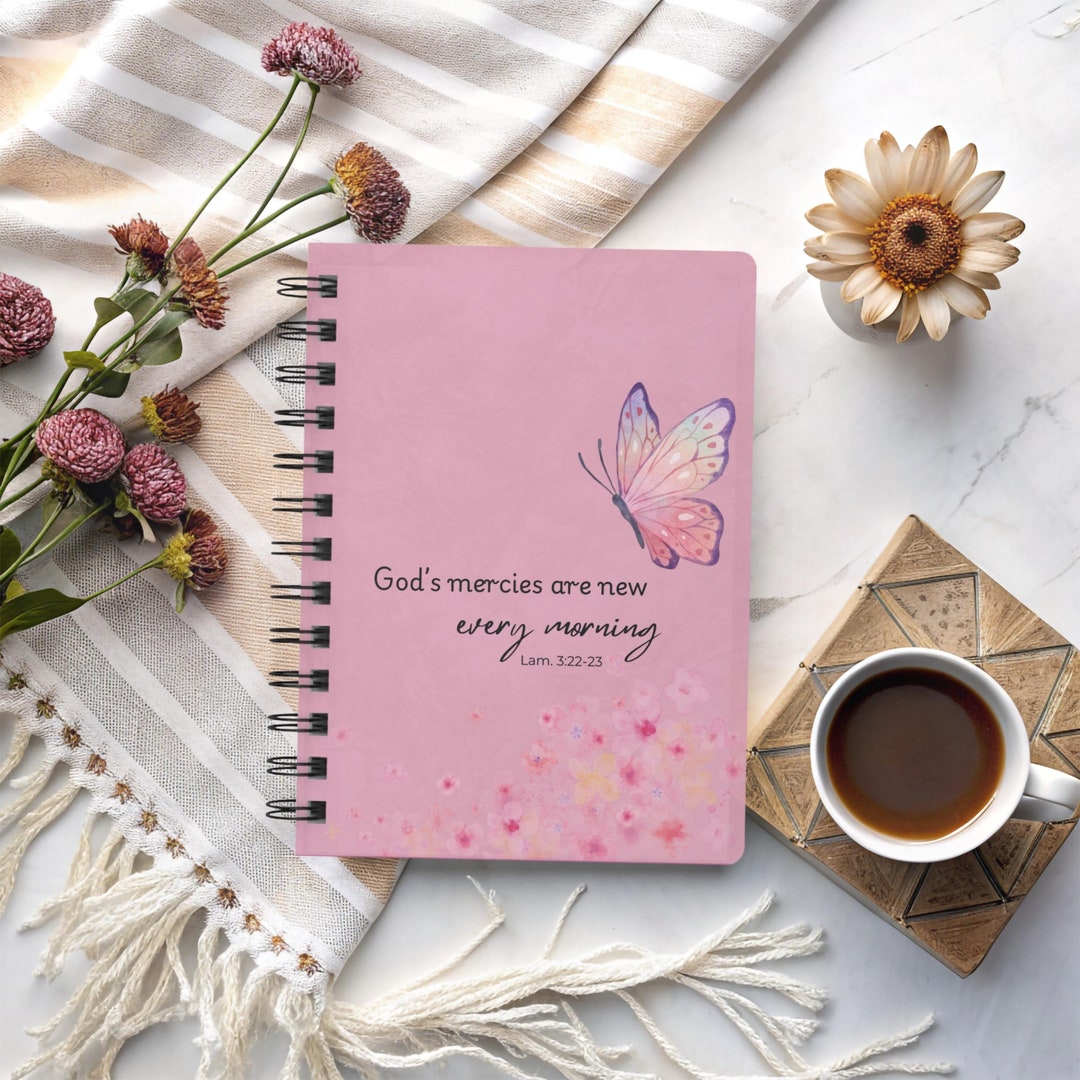 Christian Prayer Journal: Pink Floral Butterfly, Spiral Bound - Etsy