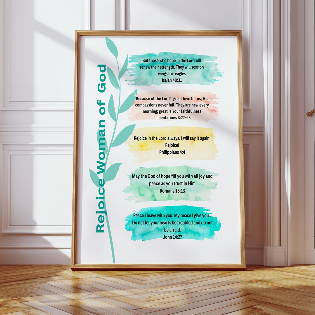 Christian Wall Art: Rejoice Woman of God, Scripture Verses (digital ...