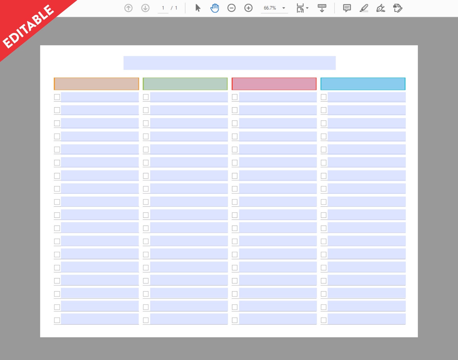 Printable To-do List, Editable Checklist Template, Master List, Task ...