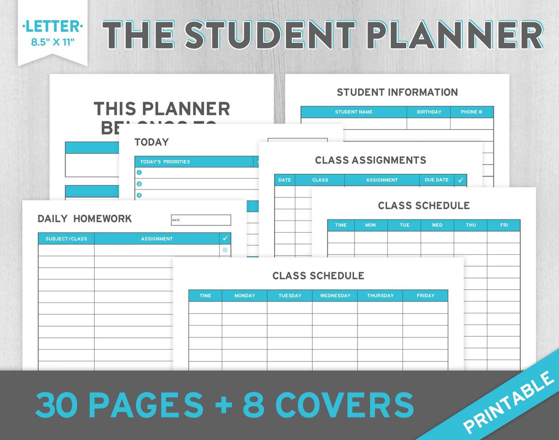 Study Planner Student Planner College Planner Academic | Etsy