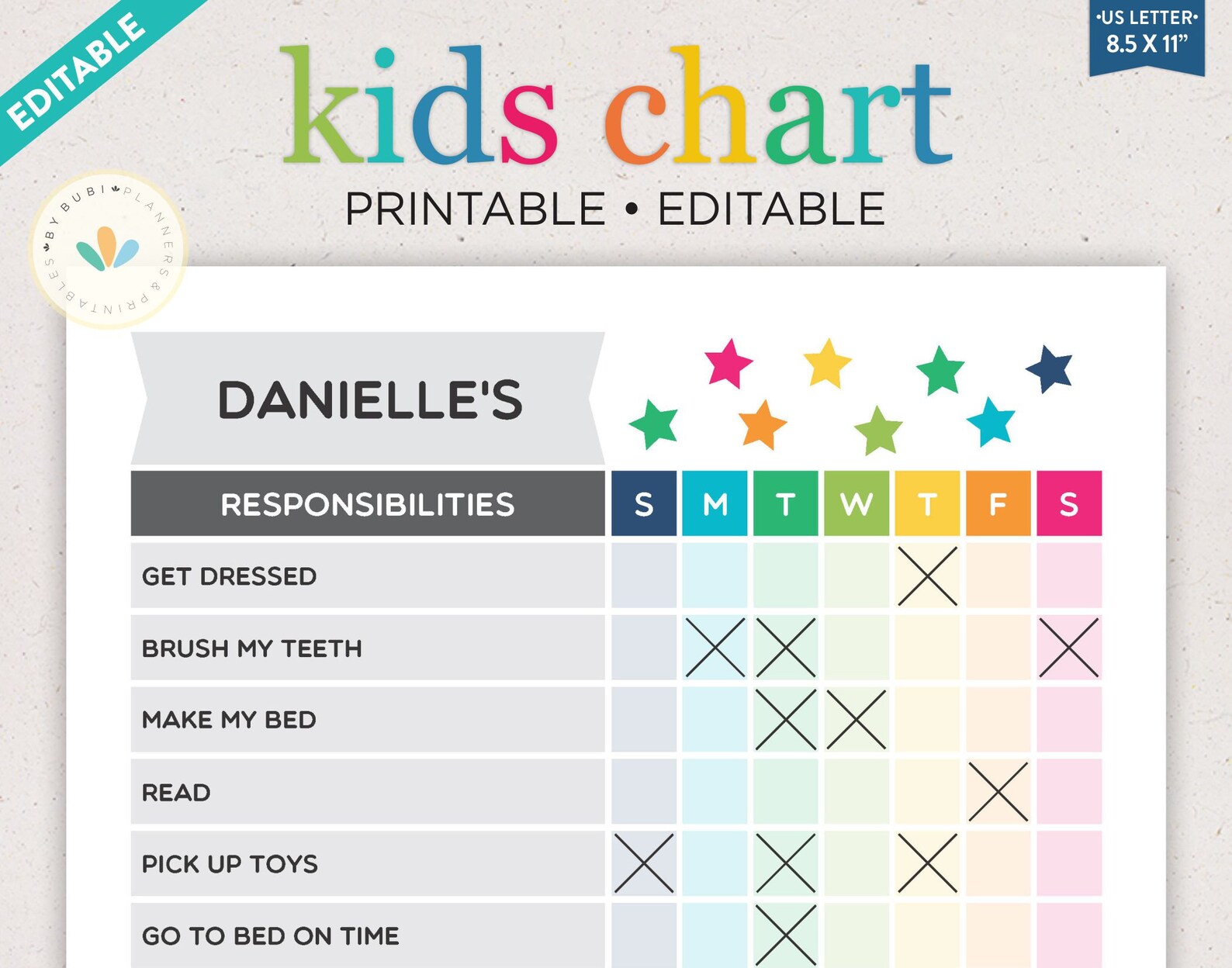 Editable Chore Chart Two Child Chore Chart Printable - Etsy