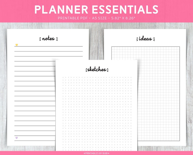 A5 Planner Inserts Daily Planner Printable Planner Bundle - Etsy