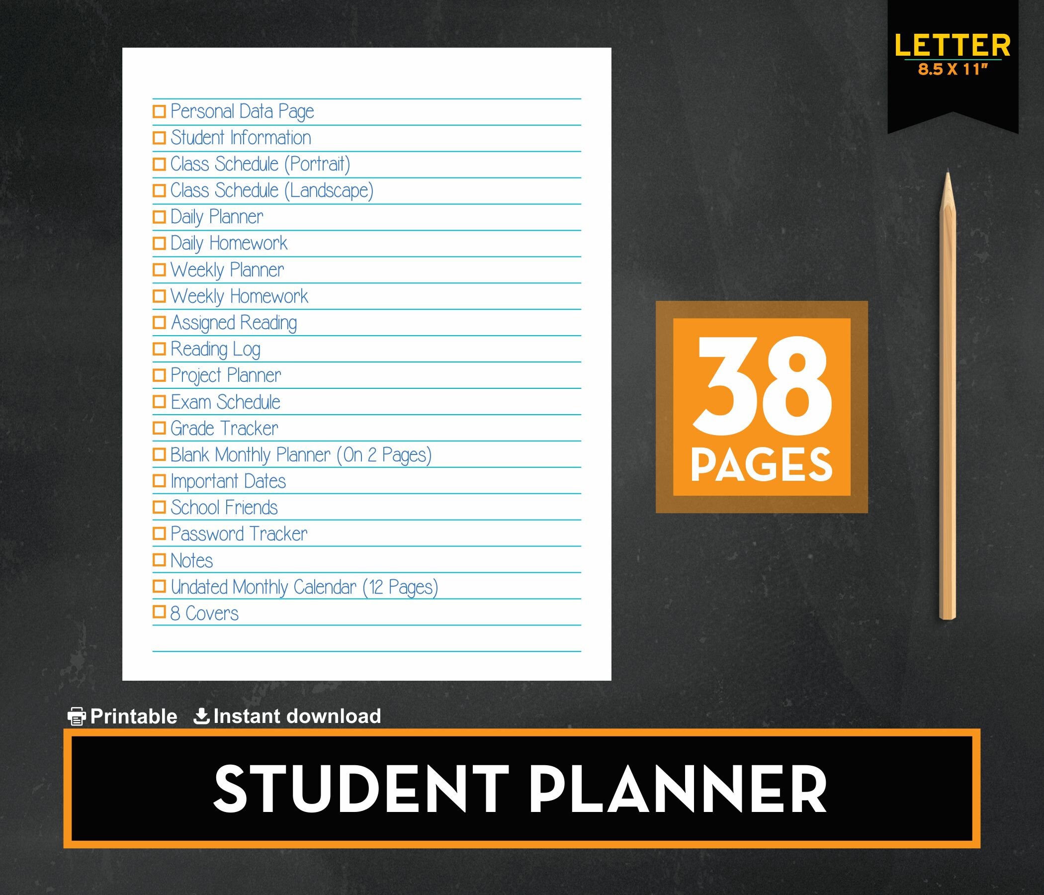 Student Planner Study Planner College Planner Academic | Etsy