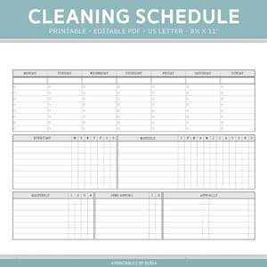 Editable Cleaning Checklist, Printable Cleaning Schedule, Cleaning ...
