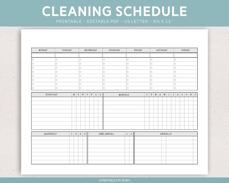 Editable Cleaning Checklist, Printable Cleaning Schedule, Cleaning ...