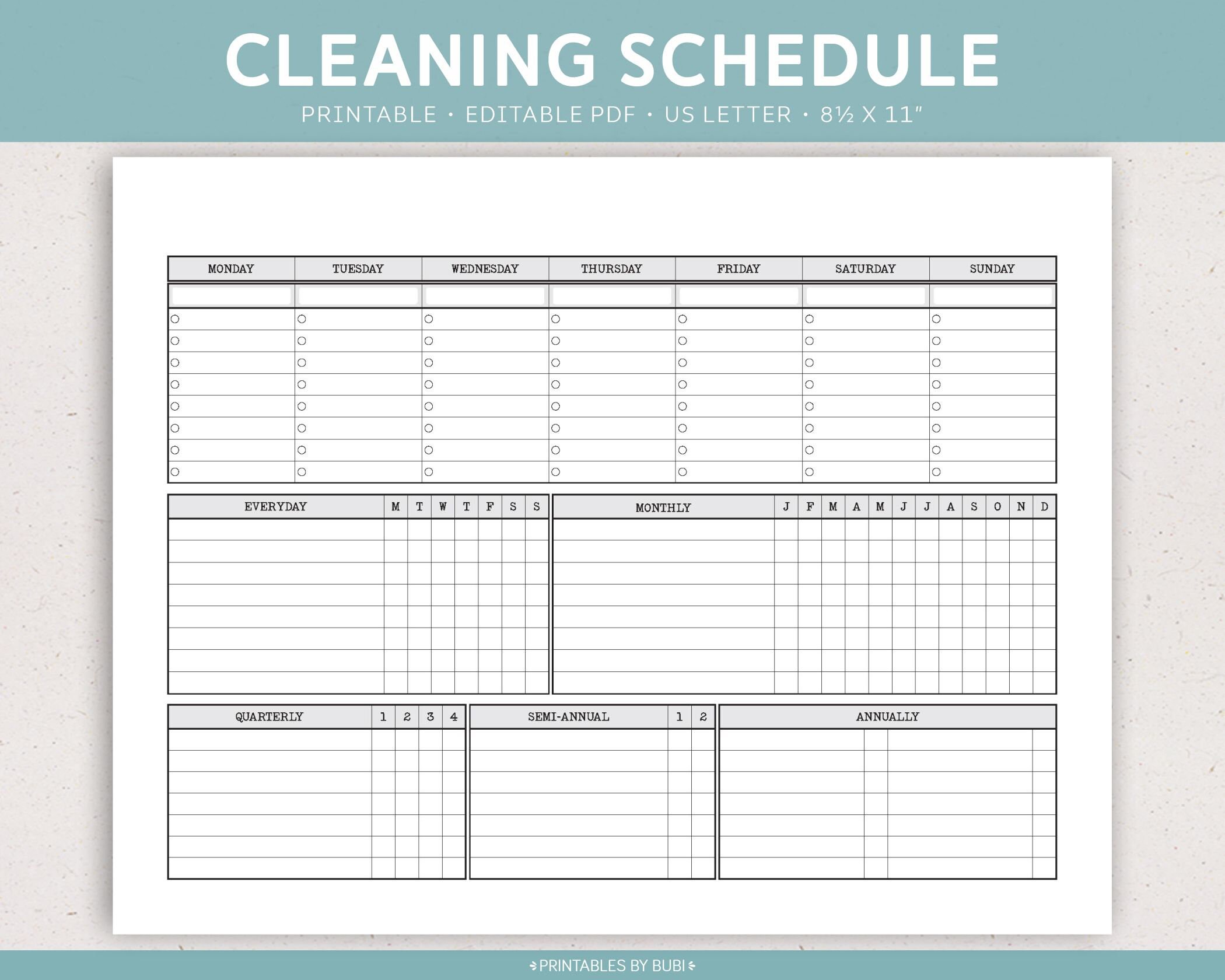 Editable Cleaning Checklist, Printable Cleaning Schedule, Cleaning ...