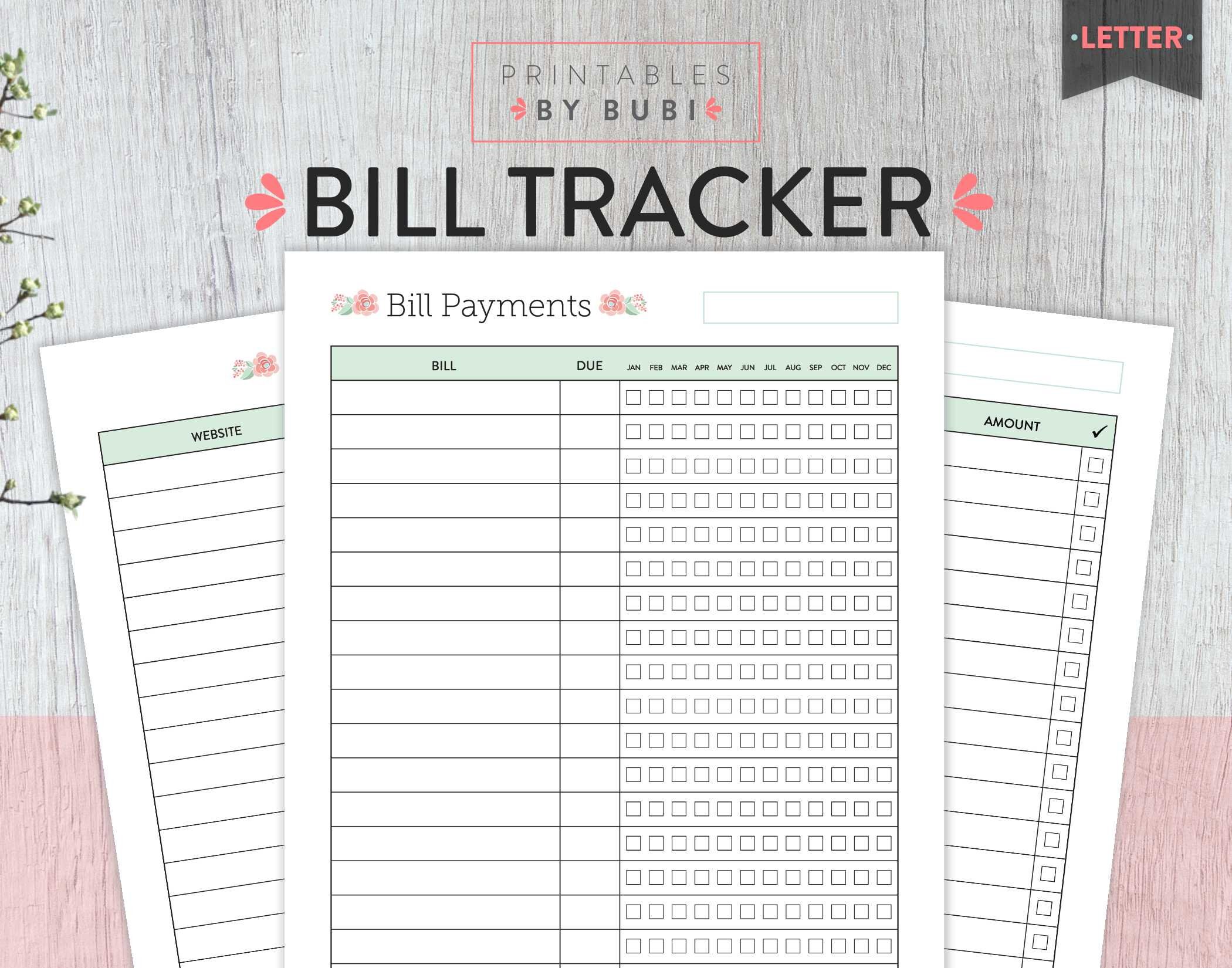 Bill Tracker, Monthly Bill Tracker, Bill Planner Printable, Tracking ...