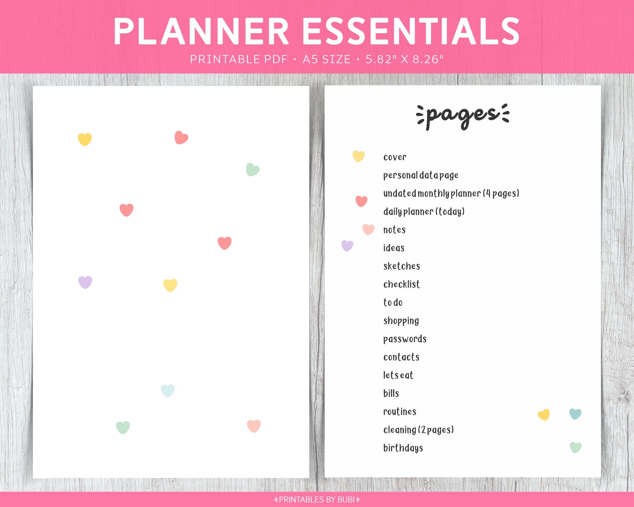A5 Planner Inserts Daily Planner Printable Planner Bundle - Etsy