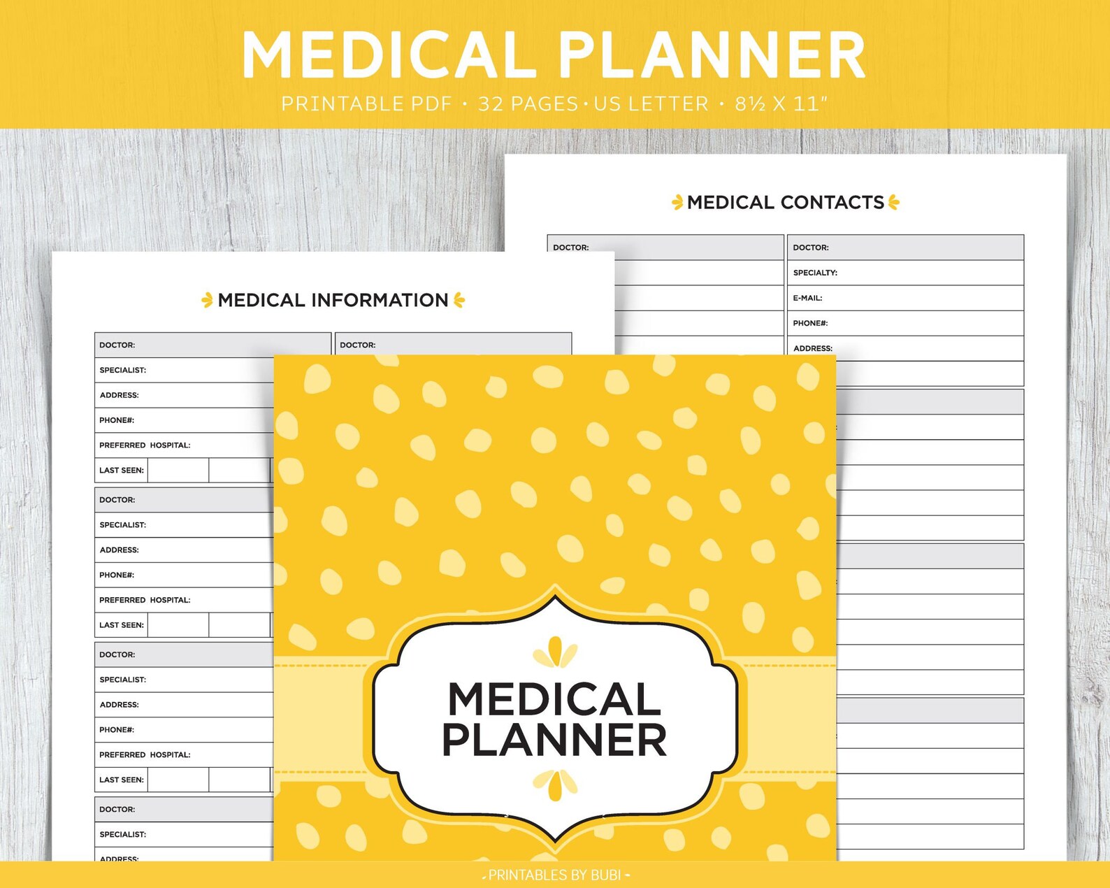 Health and Wellness, Medical Planner, Printable Home Binder, Medication ...