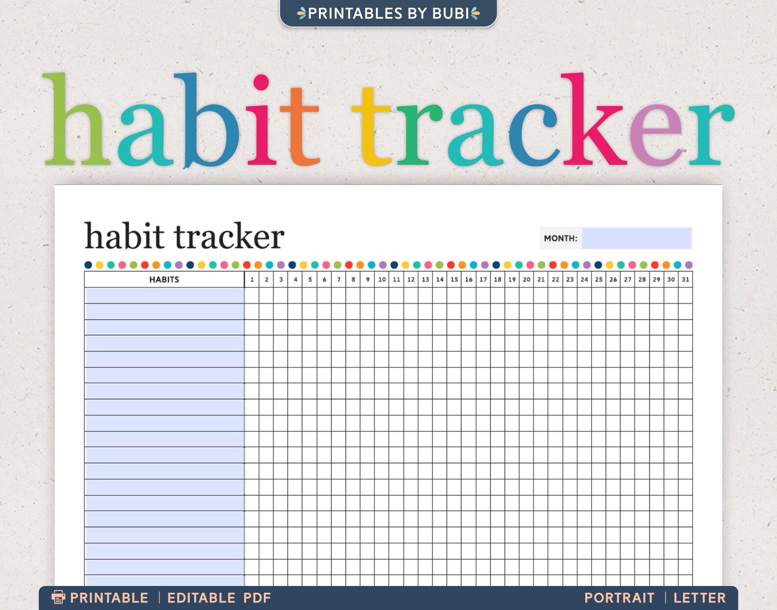Habit Tracker, Goal Tracker, 30 Day Challenge, Healthy Habits, Habit ...