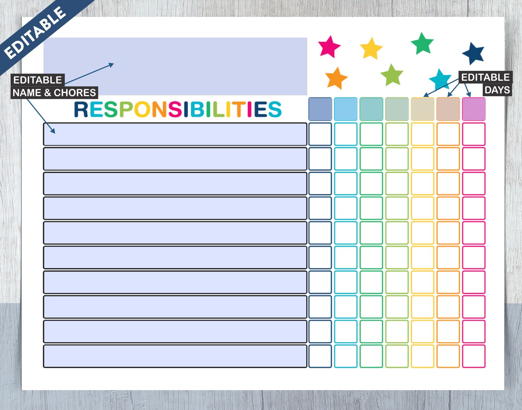Daily Responsibilities Chart for Kids Kids Chore Chart | Etsy