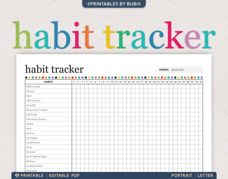 Habit Tracker, Goal Tracker, 30 Day Challenge, Healthy Habits, Habit ...
