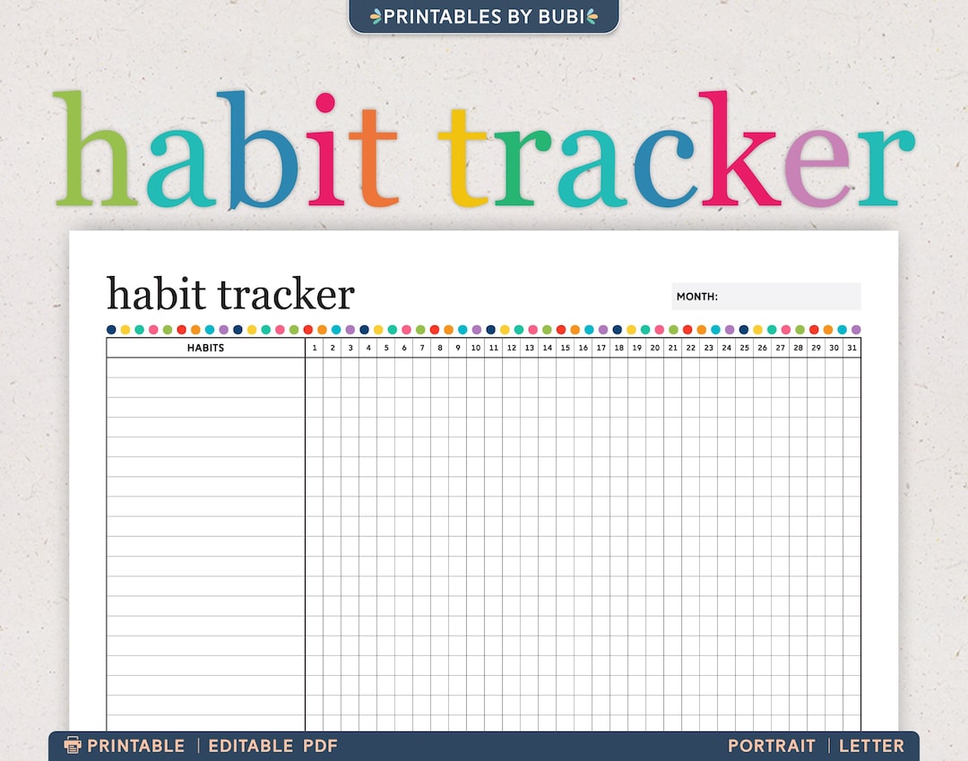 Habit Tracker, Goal Tracker, 30 Day Challenge, Healthy Habits, Habit ...