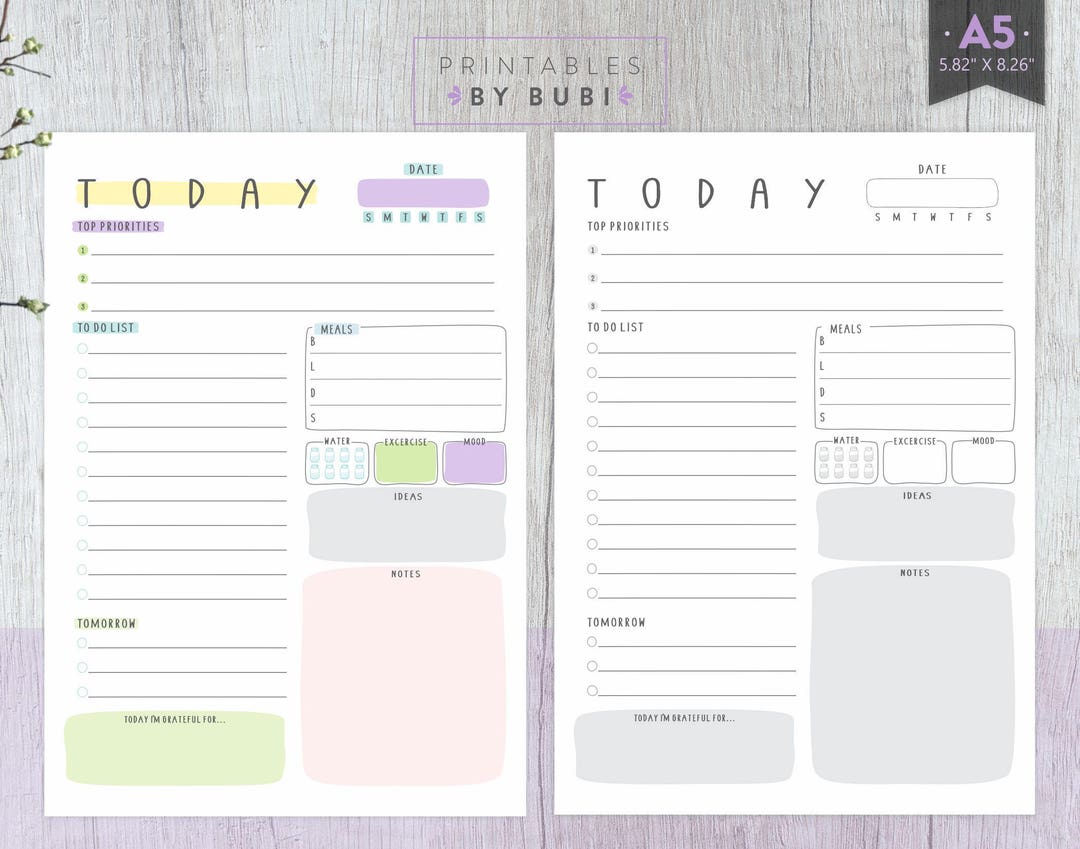A5 Planner Inserts Daily Planner Printable A5 Filofax, A5 Planner ...