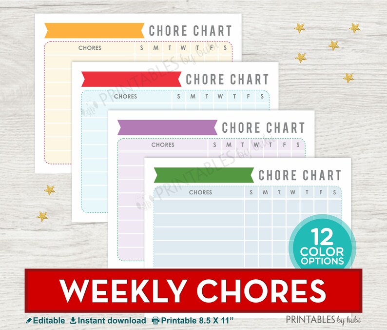 Kids Chore Chart Printable, Chore Chart System, Chart System, Chore ...