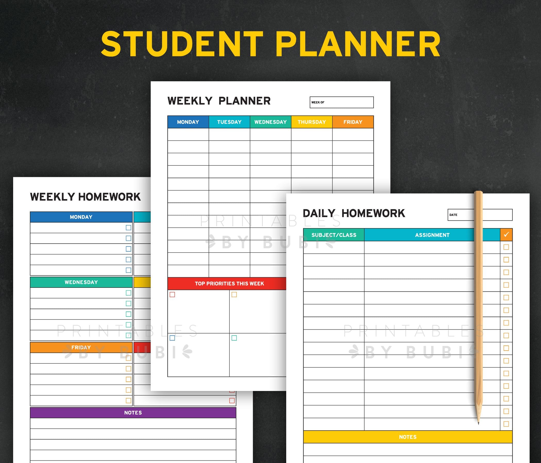 Student Planner, Study Planner, College Planner, Academic Planner ...