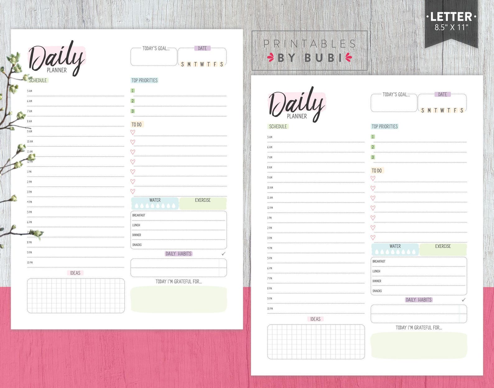 Hourly Planner Daily Hourly Planner Letter Size Planner - Etsy