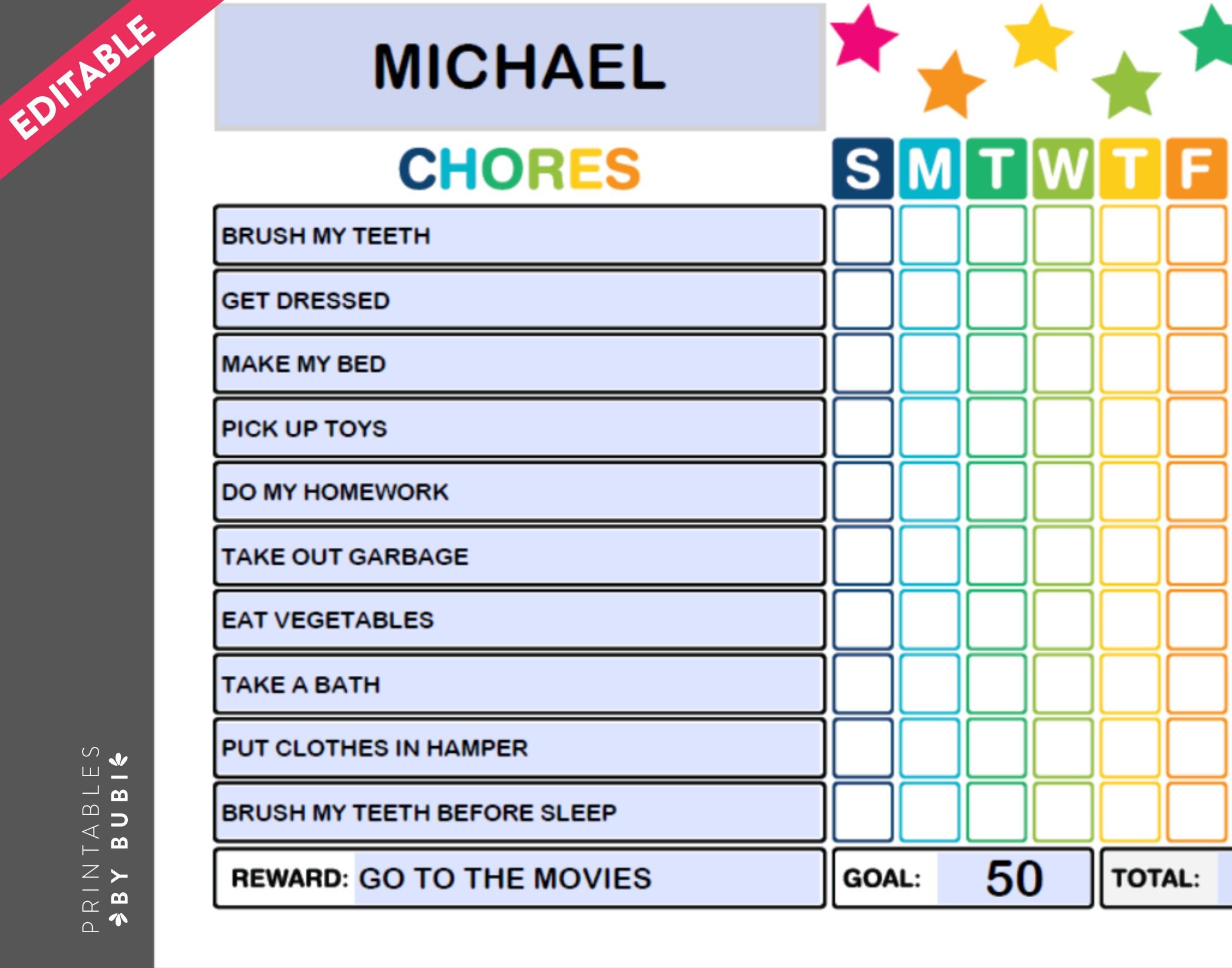 Kids Chore Chart Chore Chart for Kids Kids Chores | Etsy