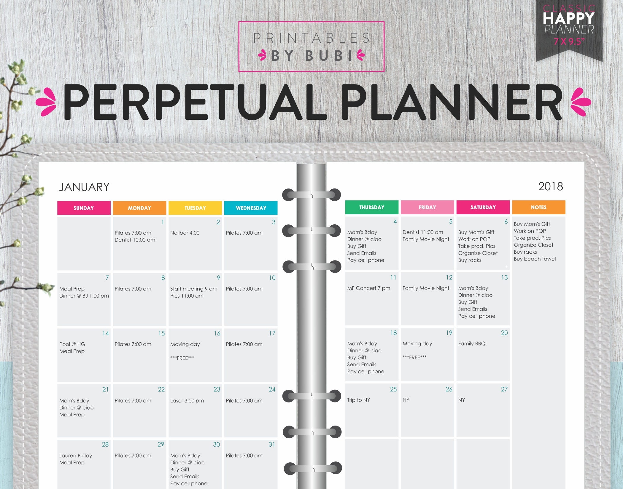 Printable Editable Planner Insert for Classic Happy Planner Undated ...