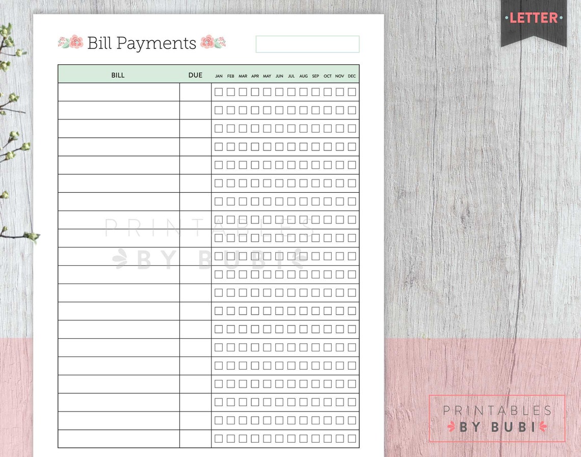 Bill Tracker, Monthly Bill Tracker, Bill Planner Printable, Tracking ...