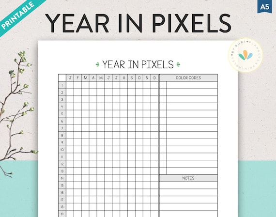 Mood Tracker Year in Pixels Mood Journal Mood Chart Bullet - Etsy