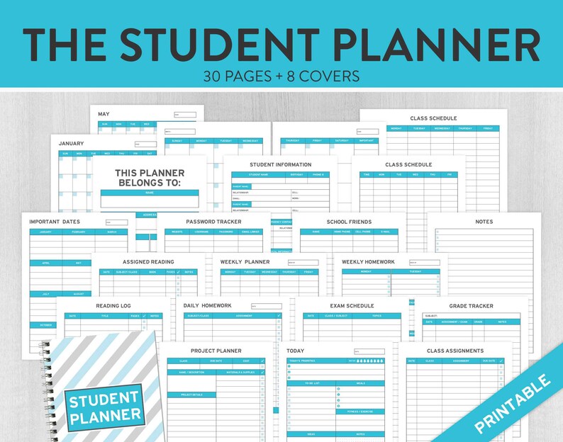 Study Planner, Student Planner, College Planner, Academic Planner ...