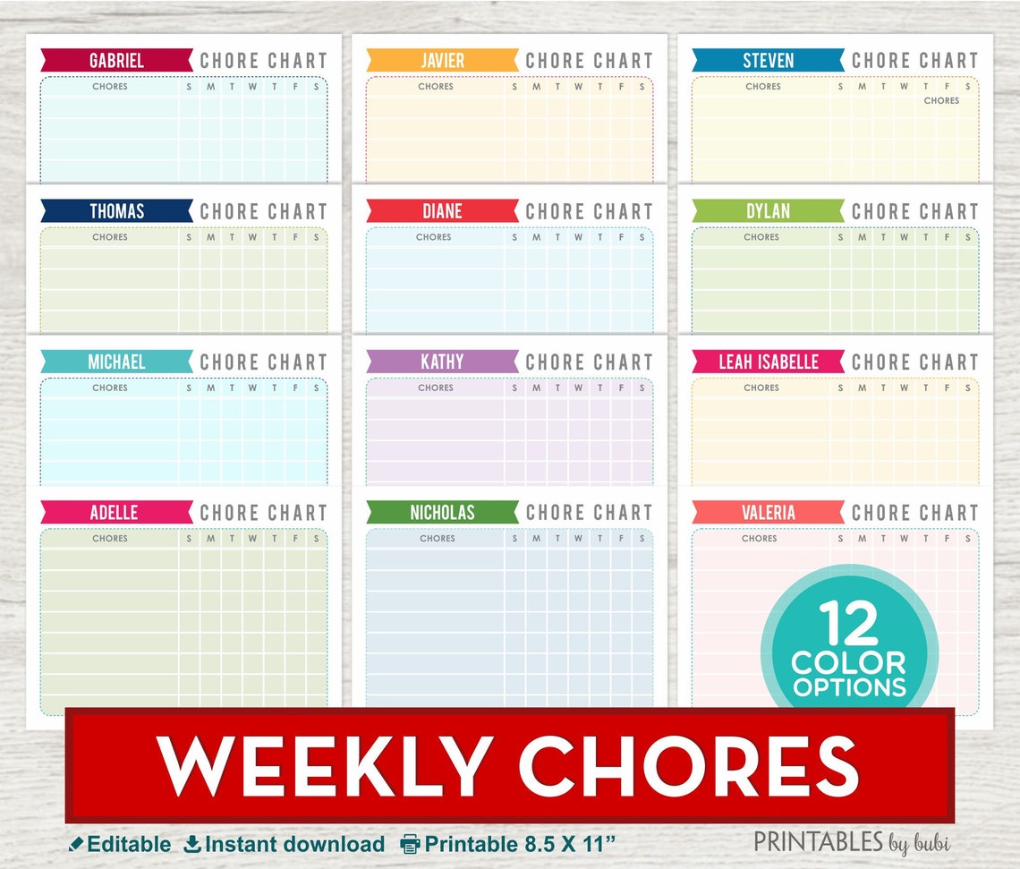 Kids Chore Chart Printable, Chore Chart System, Chart System, Chore ...