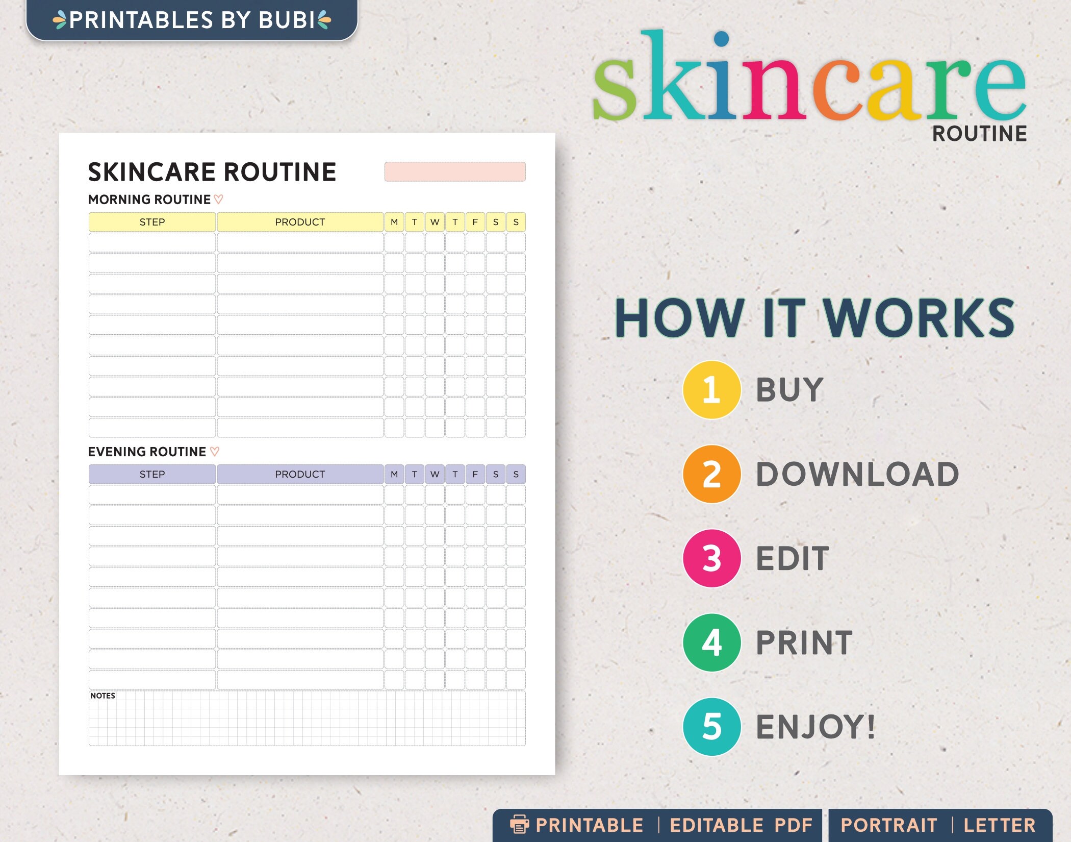 Beauty Journal Planner, Skincare Tracker, Skincare Routine Journal ...