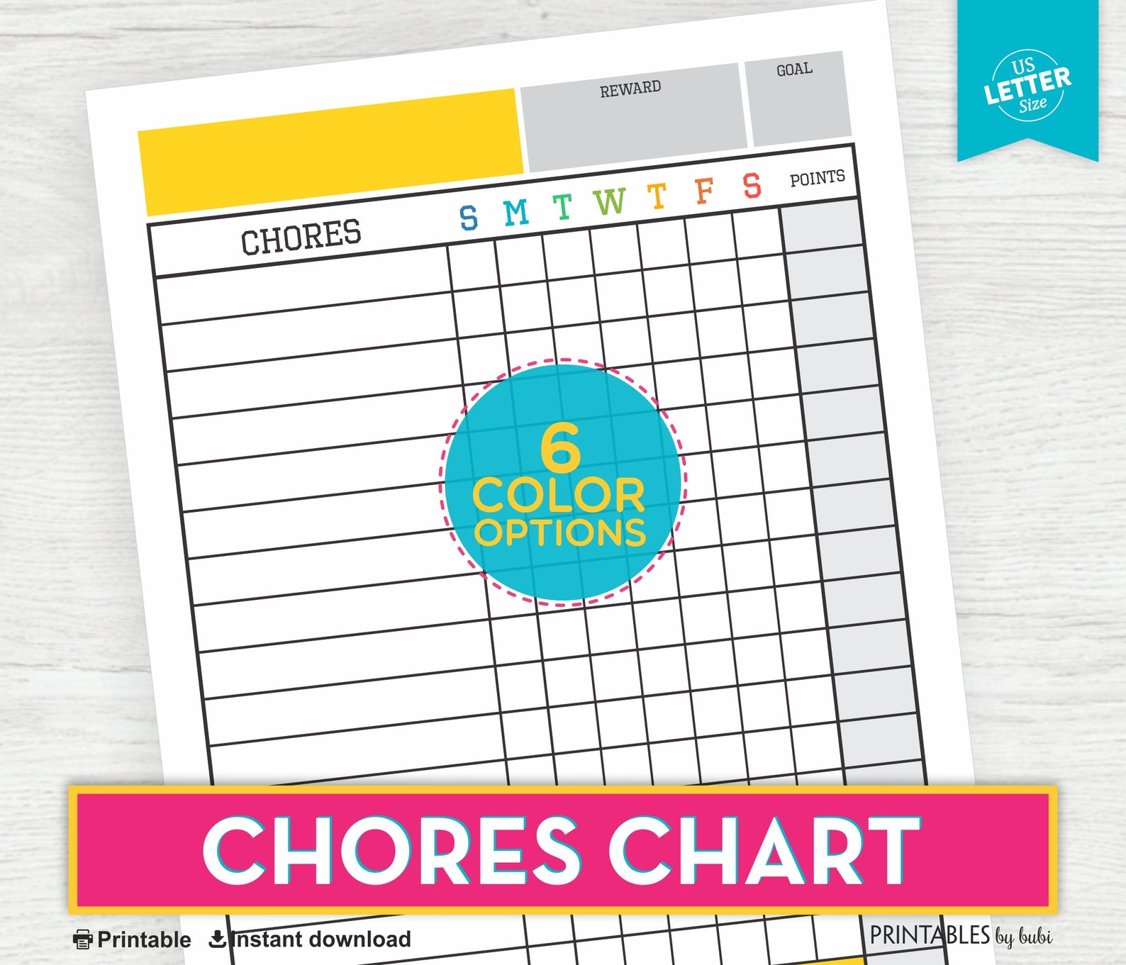 Kids Chore Chart Printable, Chore Chart System, Reward Chart System ...