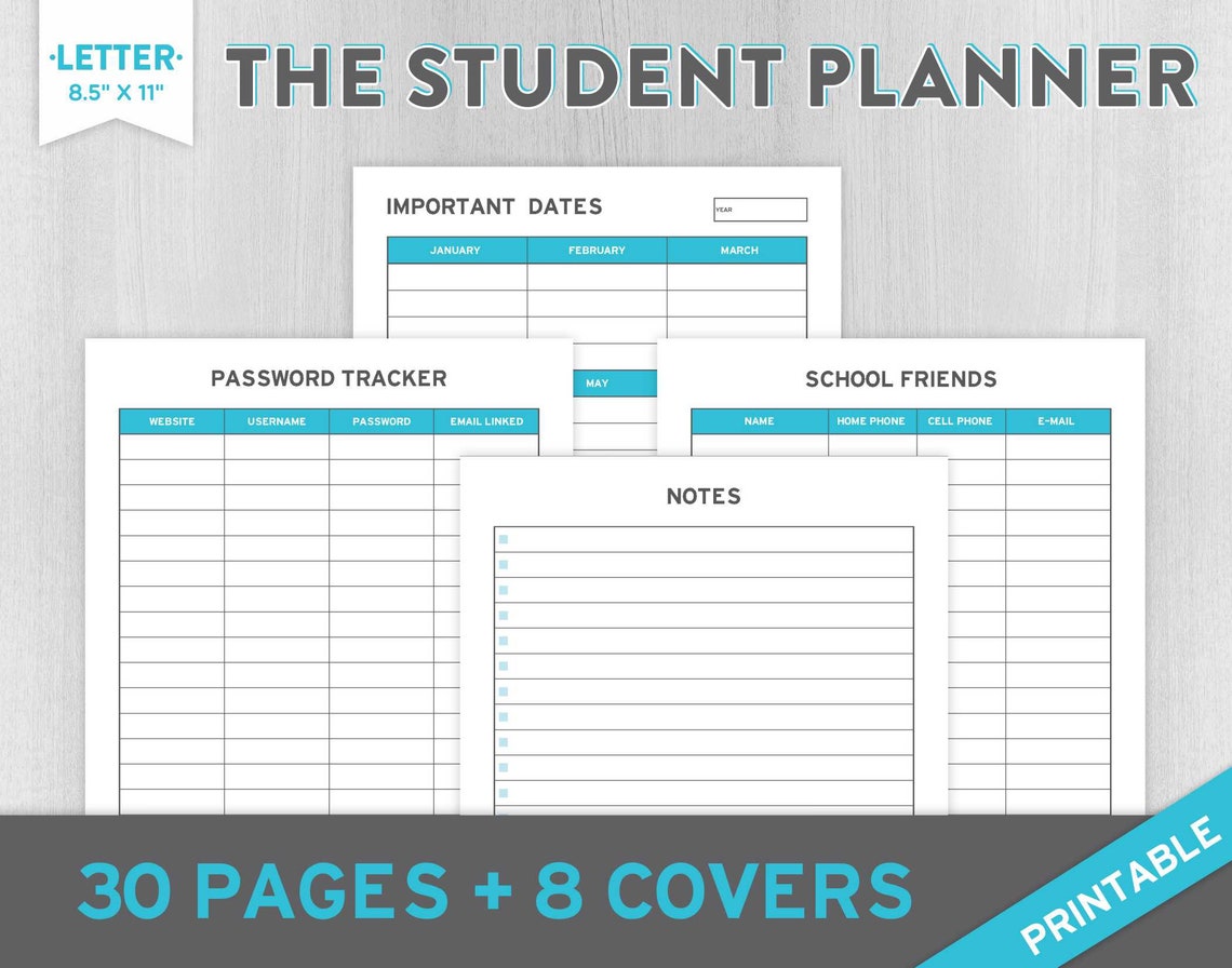 Study Planner Student Planner College Planner Academic | Etsy