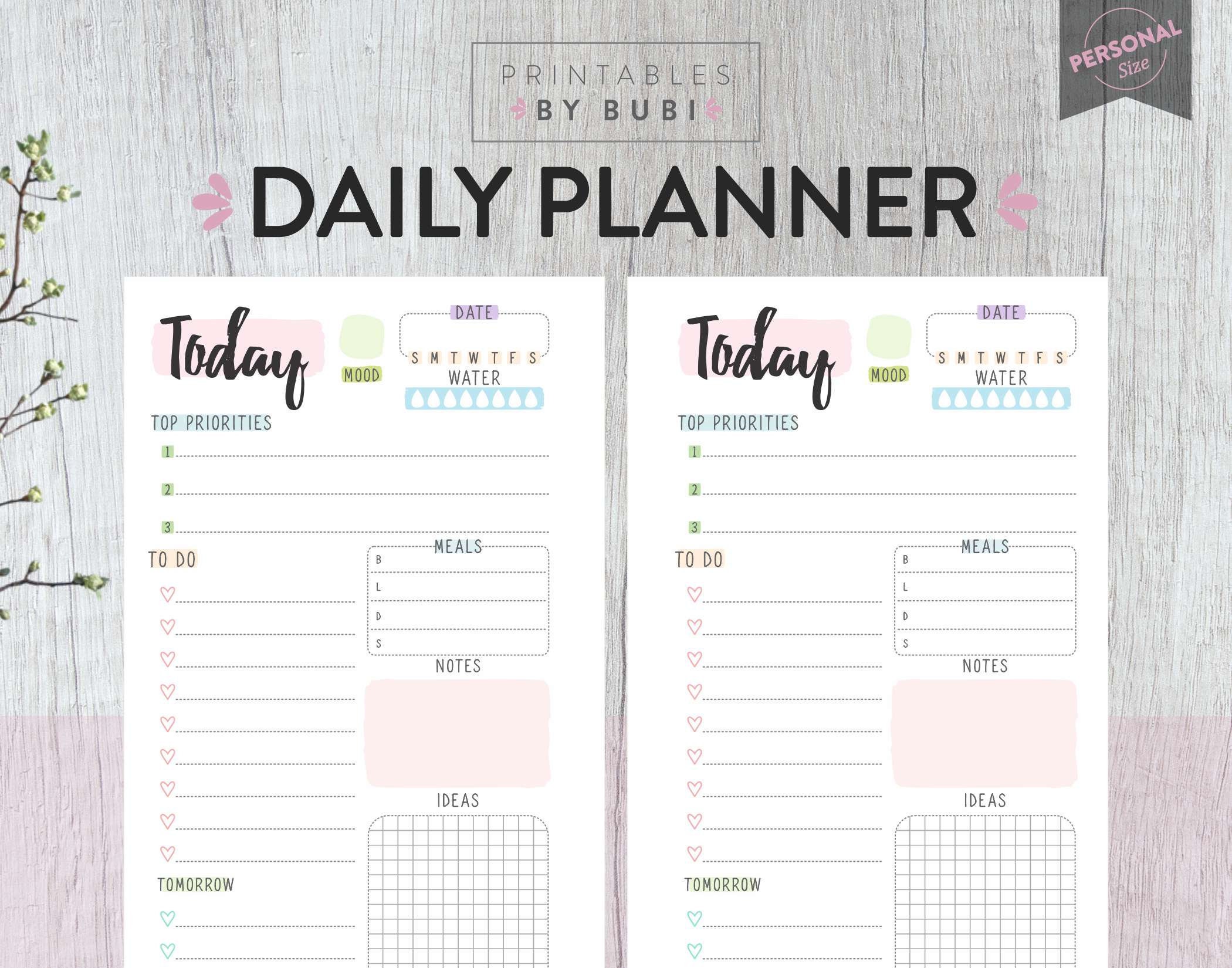 Daily Planner Inserts Personal Size Printable Filofax Undated Etsy Daily Planner Inserts Personal Size Printable Filofax Undated Etsy