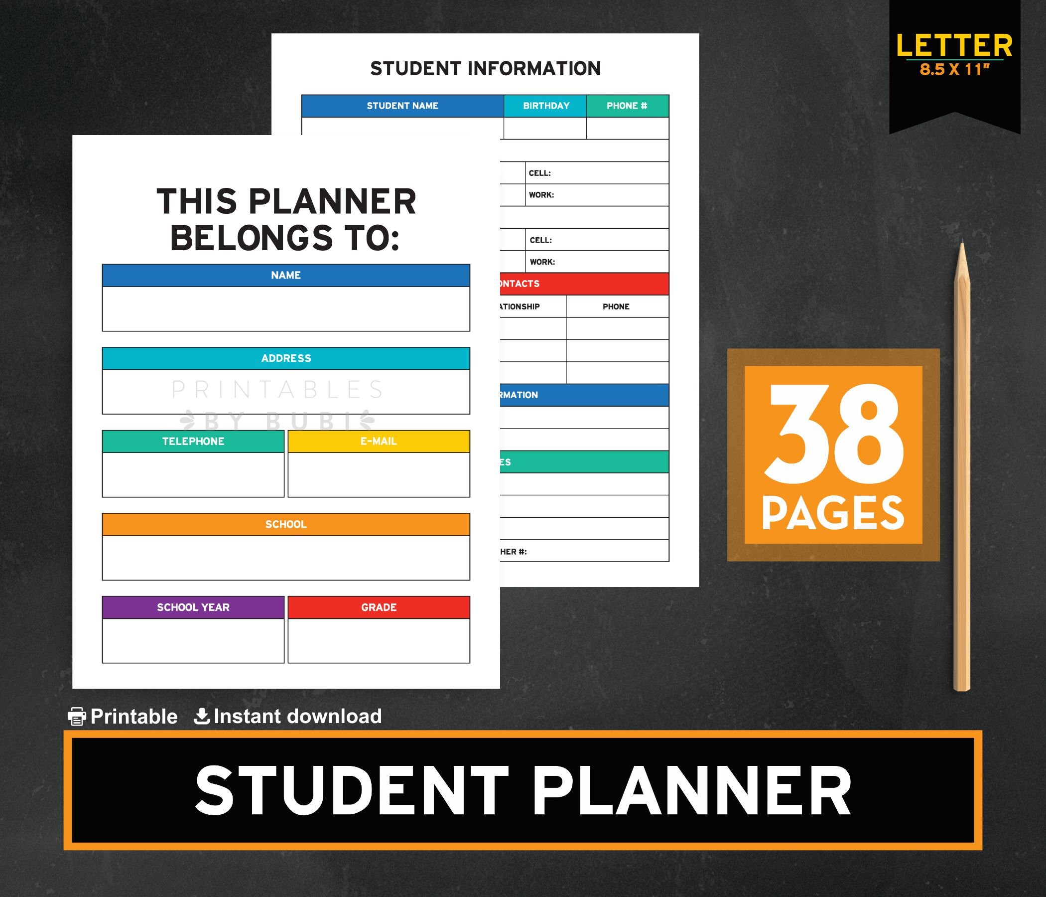 Student Planner Study Planner College Planner Academic | Etsy