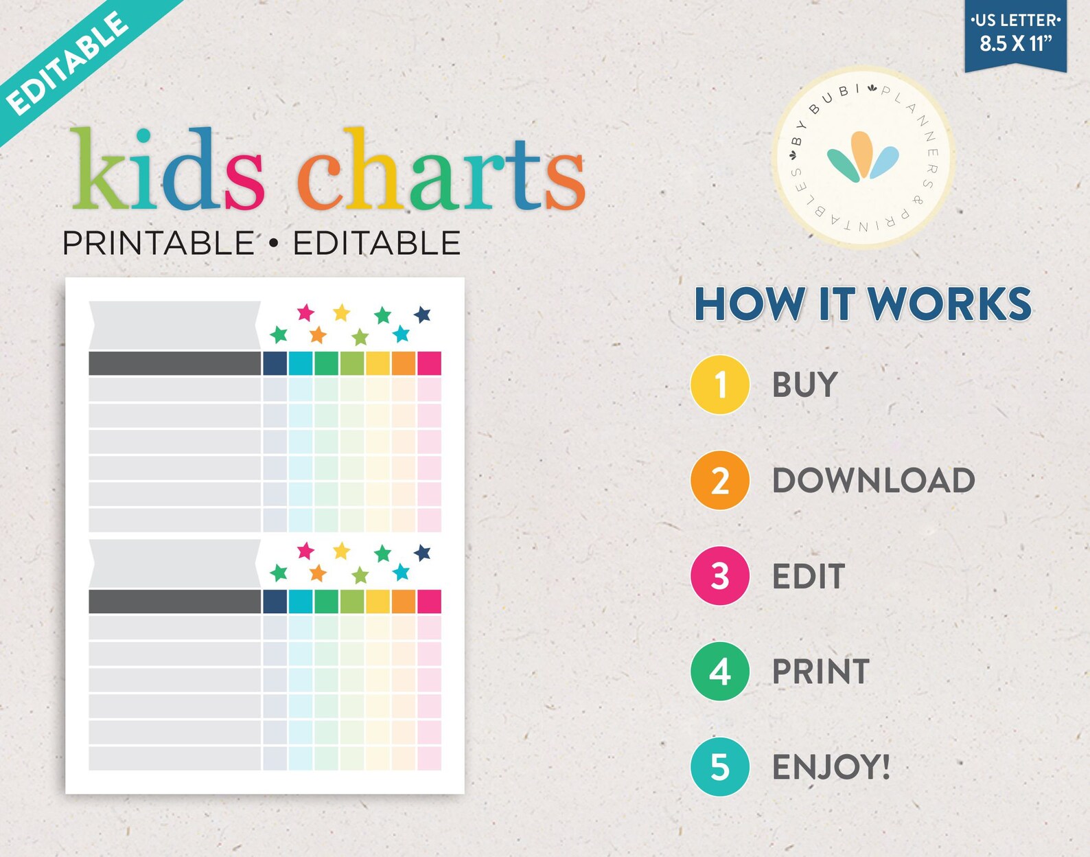 Editable Chore Chart Two Child Chore Chart Printable - Etsy