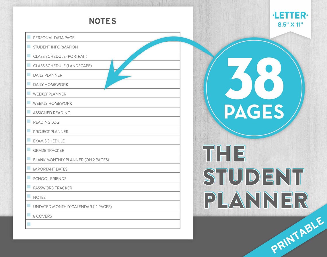 Study Planner Student Planner College Planner Academic | Etsy