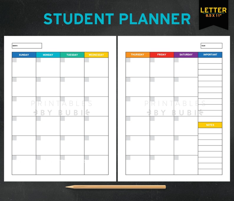 Student Planner Study Planner College Planner Academic - Etsy