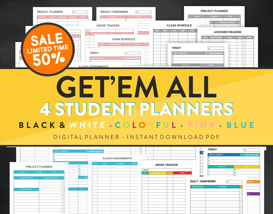 Student Planner, Study Planner, College Planner, Academic Planner ...
