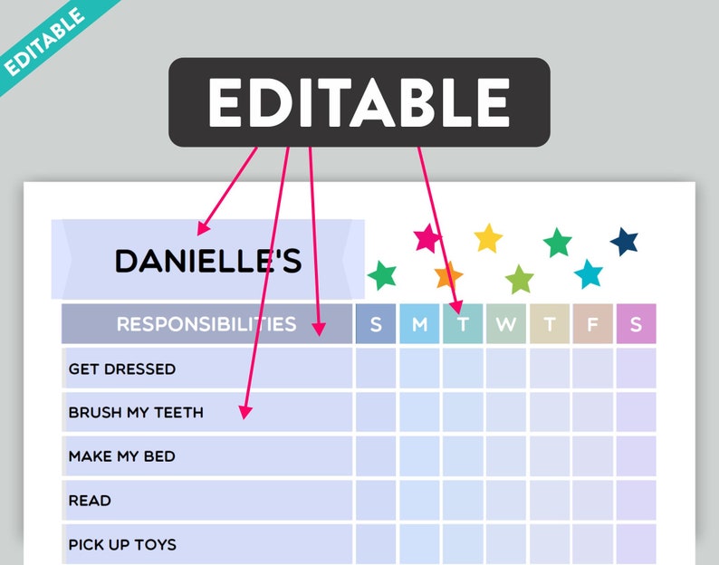 Editable Chore Chart Two Child Chore Chart Printable - Etsy