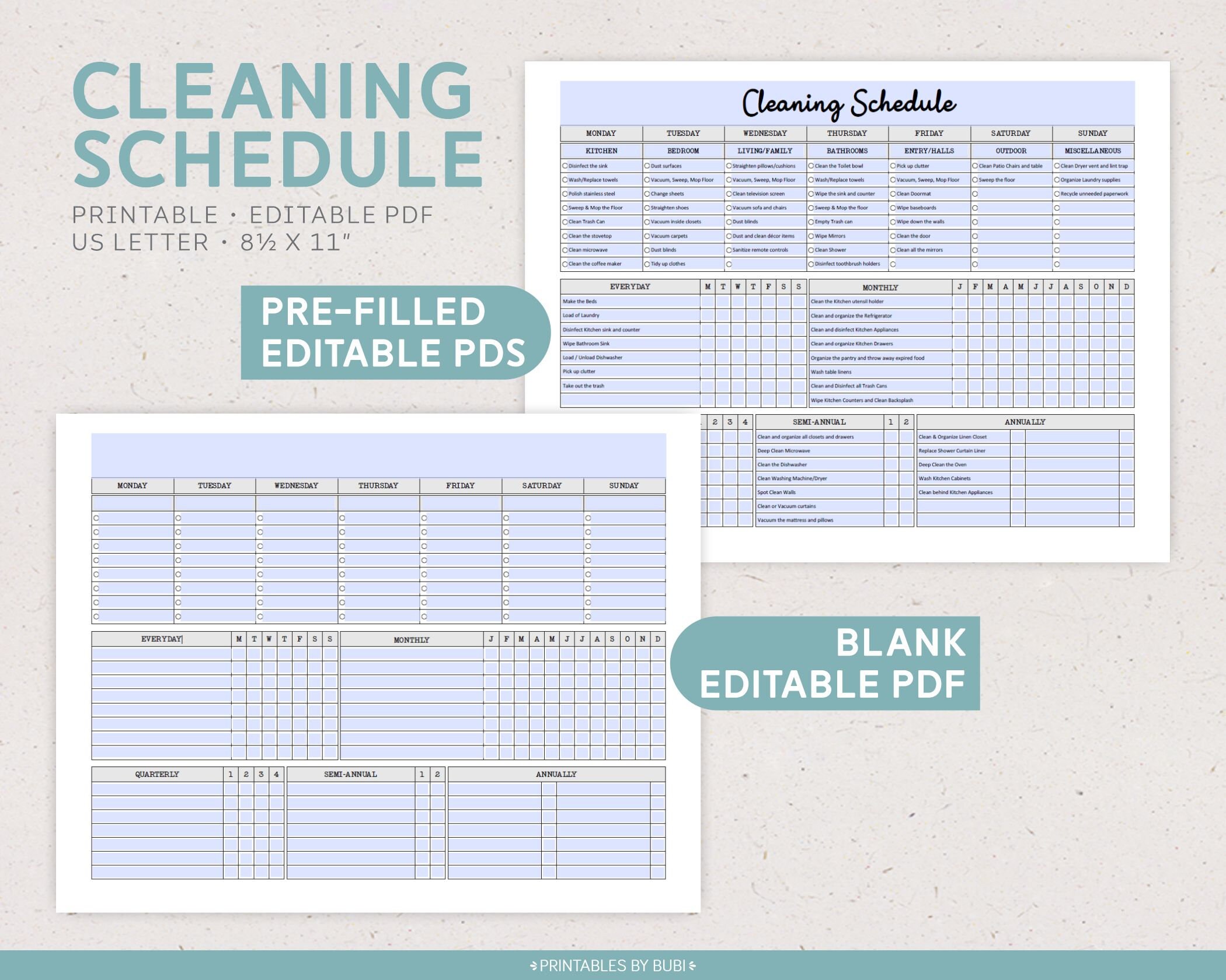 Editable Cleaning Checklist, Printable Cleaning Schedule, Cleaning ...