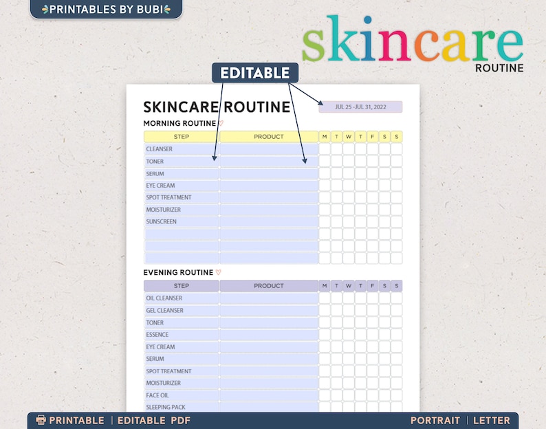 Beauty Journal Planner Skincare Tracker Skincare Routine - Etsy