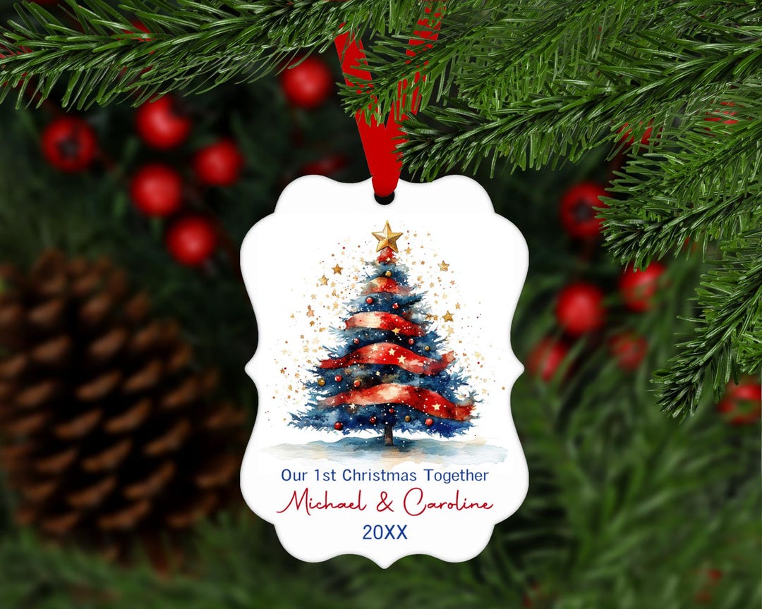 Red Ribbon Tree First Christmas Together Ornament Personalized With ...